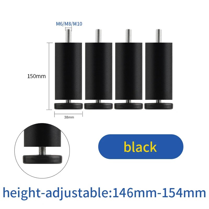 Регулируемые ножки для мебели Black 15cm M6 M8 M10