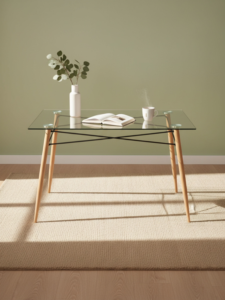 ЦМ Обеденный прямоугольный стеклянный стол TBA-315, закаленное стекло