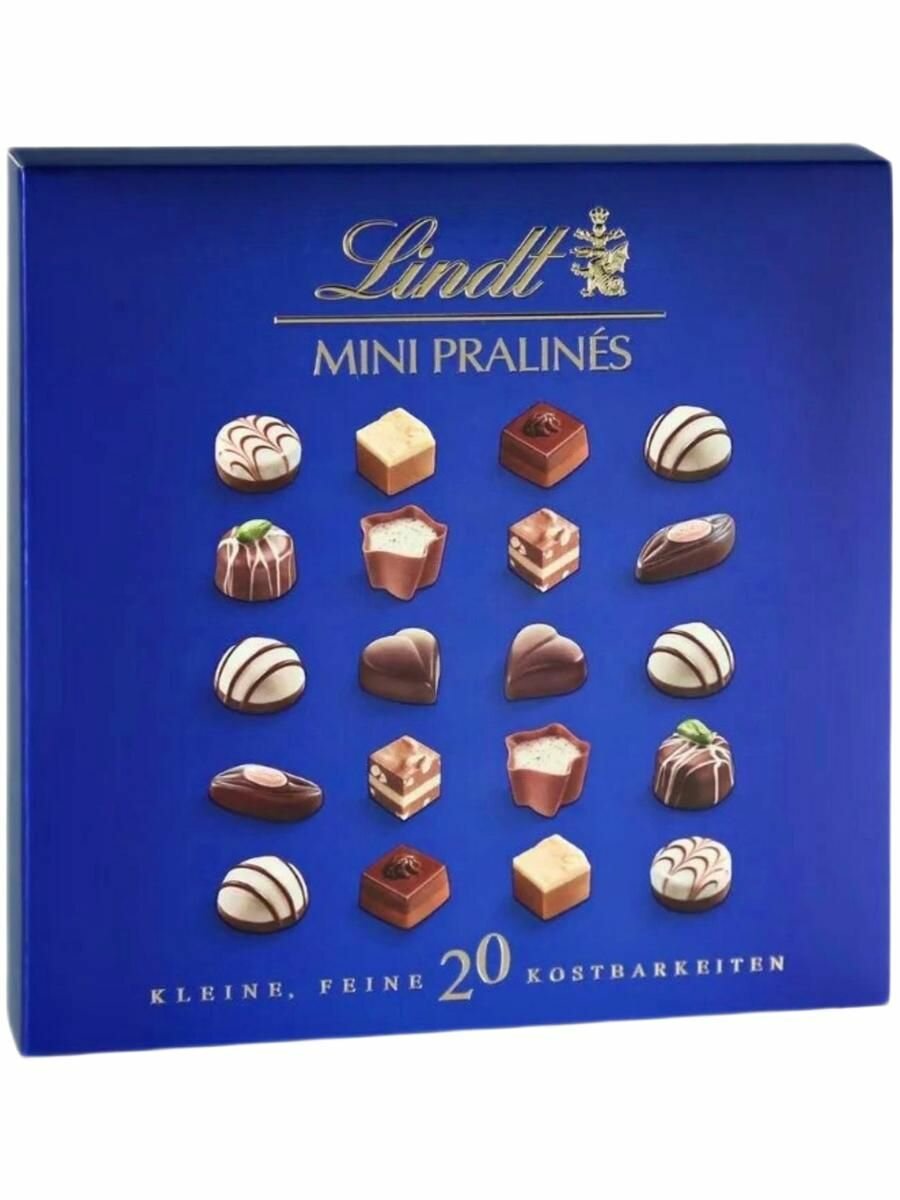 Конфеты Lindt Mini Pralines ассорти из трех видов шоколада с начинкой, 100 гр. (Германия) (Цвет коробки рандомный)