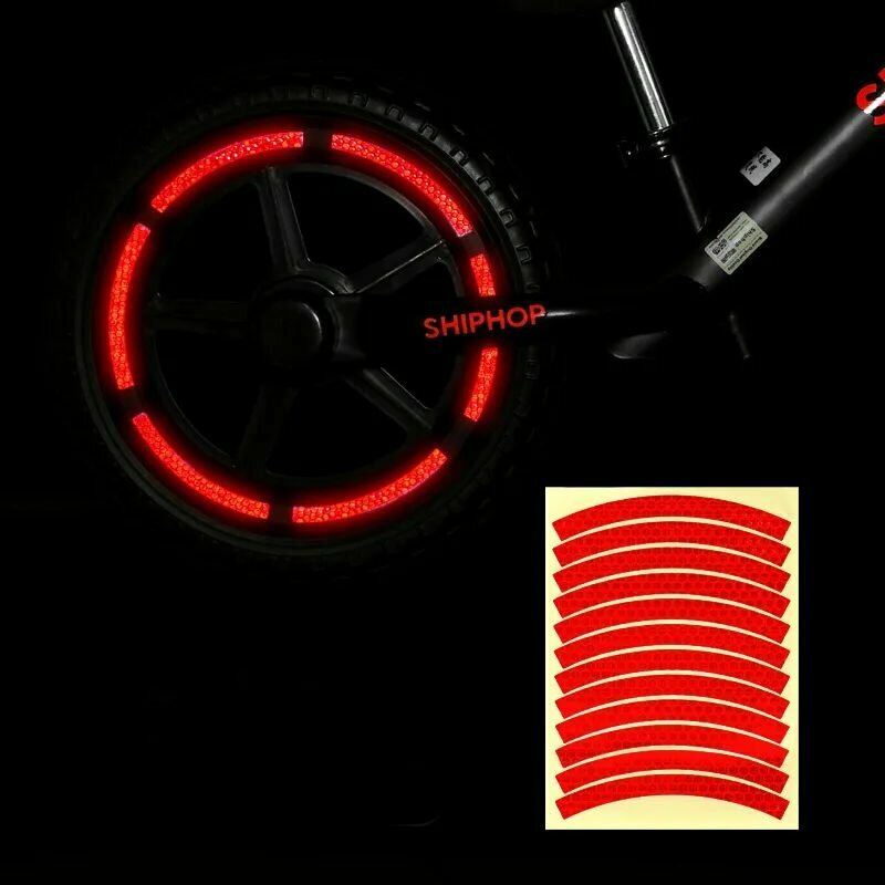 Светоотражающая лента наклейка 1 лист, цвет: красный / светоотражатель катафот для колес велосипеда, самоката, мотоцикла, автомобиля