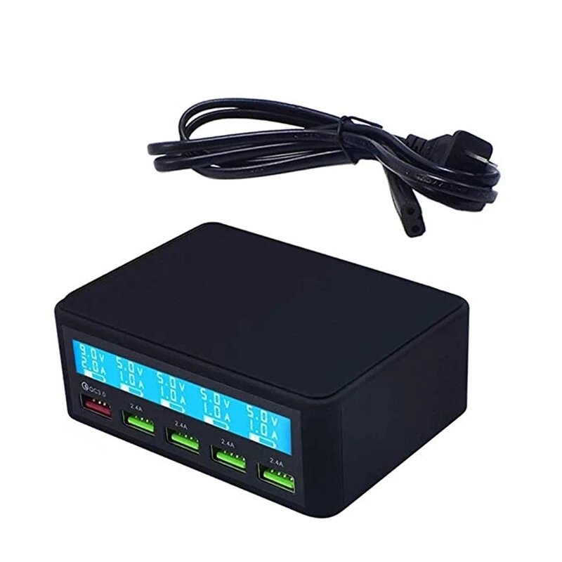 Зарядное устройство Aamasun 50W, 5 USB, ЖК-дисплей, EU Plug