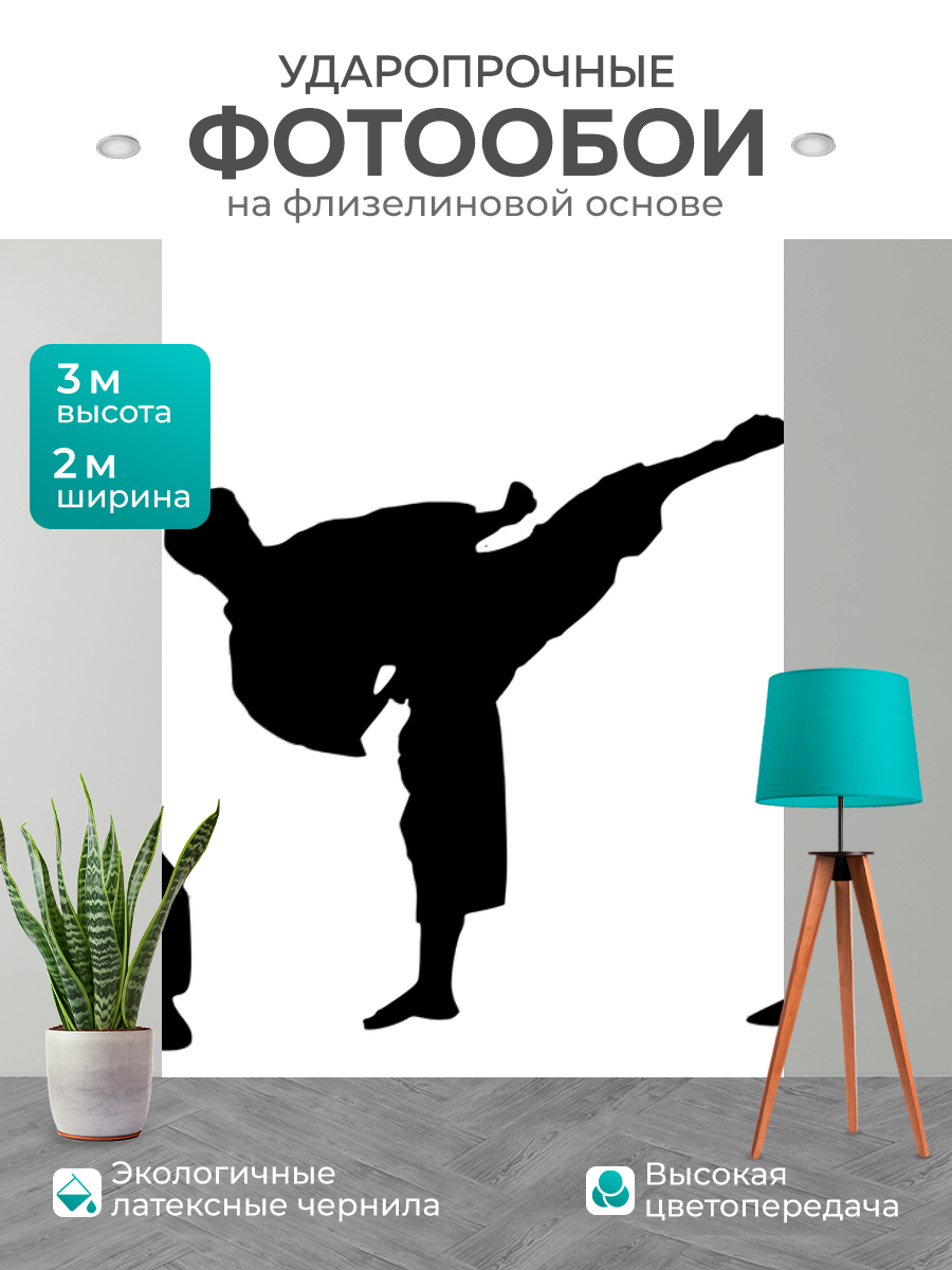 Фотообои моющиеся ударопрочные "Каратэ, спорт, подготовка" 200x300 см. флизелиновые на стену