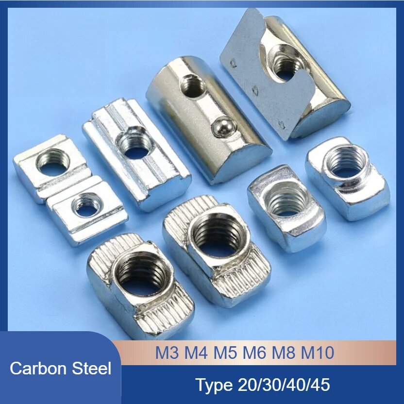 Гайки с Т-образными пазами IRIR из углеродистой стали M3 M4 M5 Type 30 M6-10pcs, EU Sliding Block