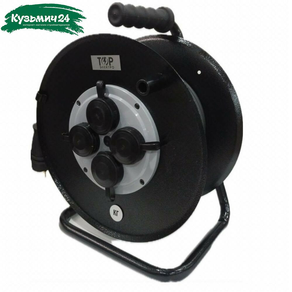 Удлинитель силовой ТОР КГ с заземлением 30 м, 4 розетки, 3.5 кВт, IP44 636 на катушке, 1 шт.