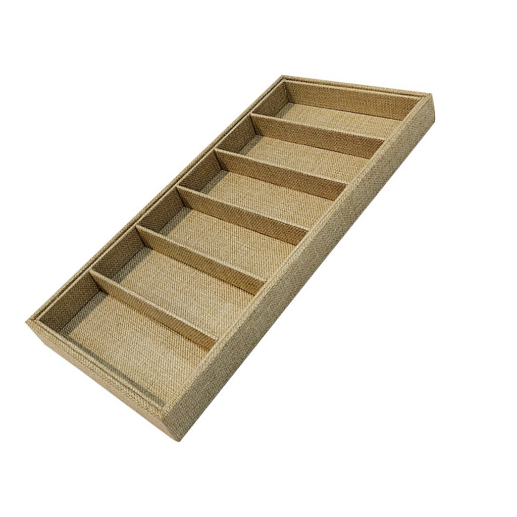 Лоток для показа очков из льняной фланели, коробка для показа ювелирных изделий из солнцезащитных очков-цвет льна, 6 пар