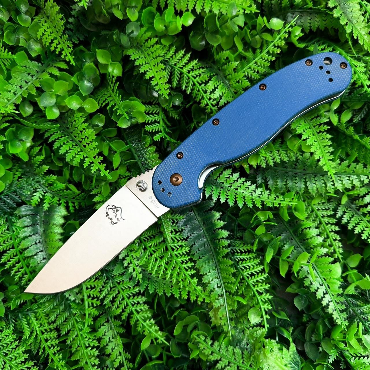 Складной нож Steelcaw Крыса, сталь AUS8, рукоять голубая микарта