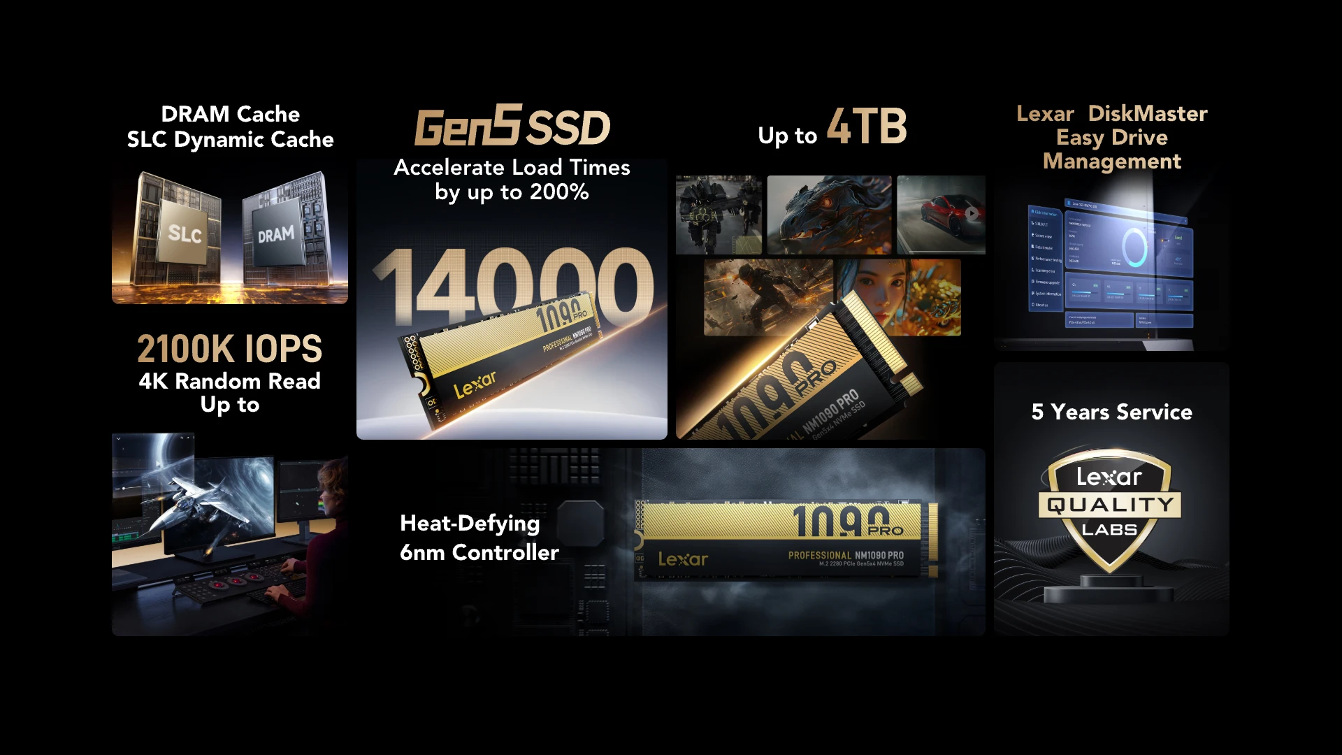 SSD Lexar 1090 Pro, 1TB, для ноутбука, для настольного компьютера, игровой