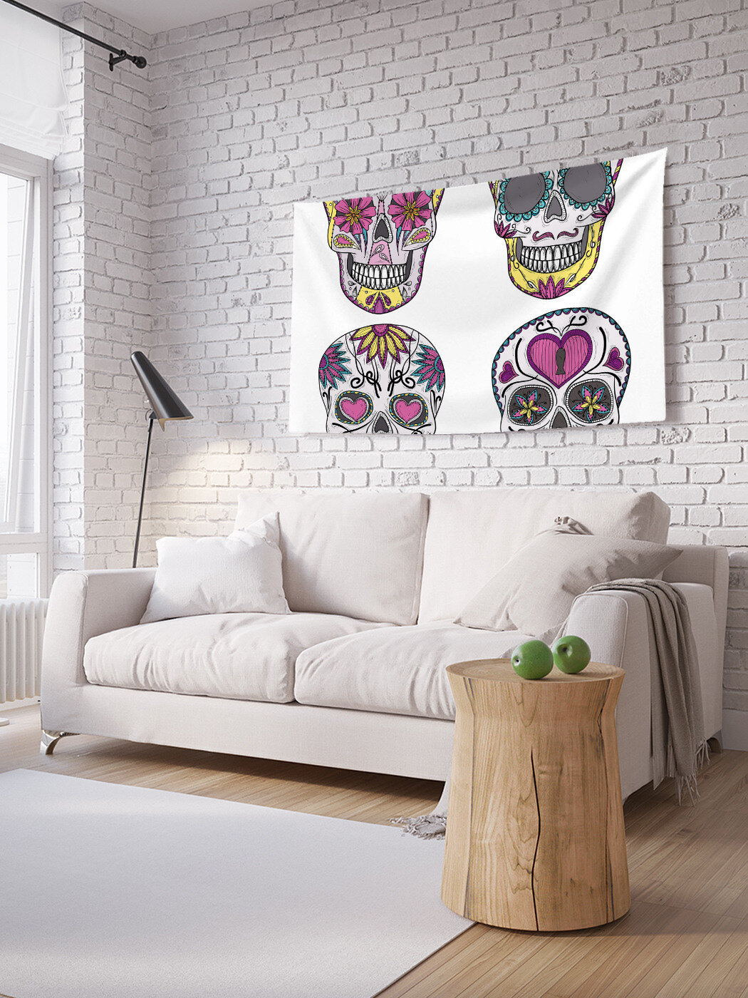 Горизонтальное фотопанно на стену JoyArty "Мексиканские сахарные черепа", из ткани, 100х150 см