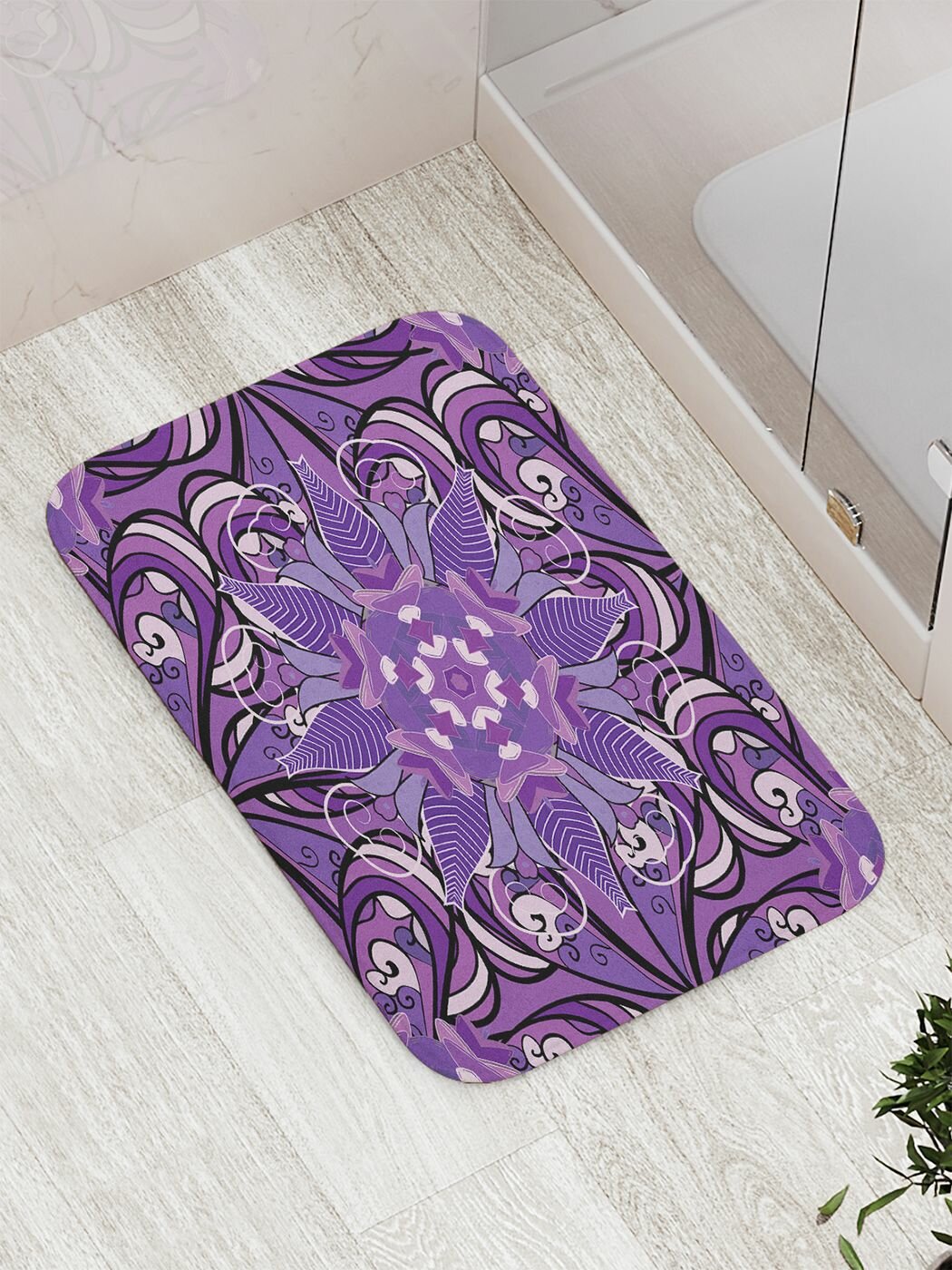 Коврик для ванной комнаты, туалета "Цветок страсти" противоскользящий, 52х77 см, JoyArty
