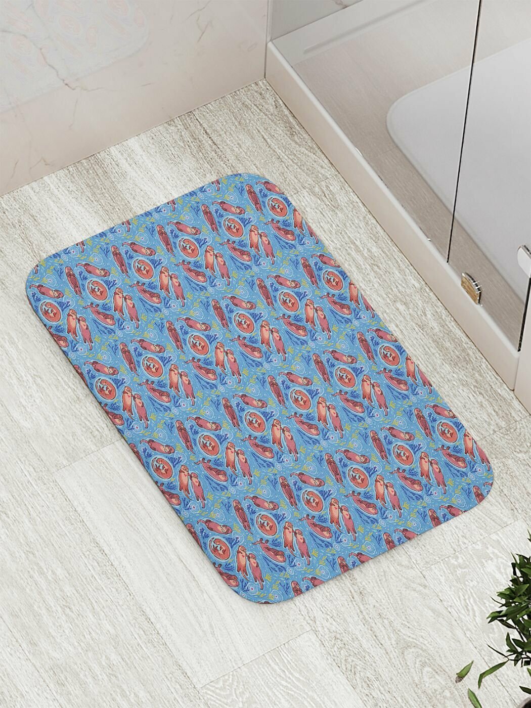 Коврик для ванной комнаты, туалета "Семья бобров" противоскользящий, 52х77 см, JoyArty