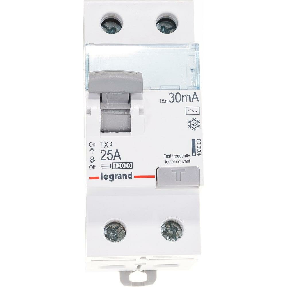 Выключатель Legrand дифференциального тока TX³ 2П 25 А тип AC 30 мА 2 модуля 403000