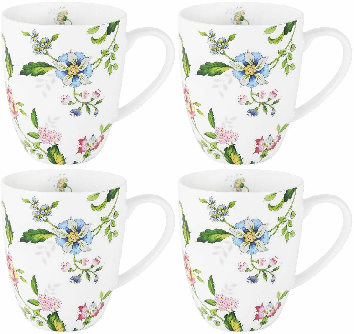 Набор из 4 кружек Anna Lafarg Emily Provence 400 мл, костяной фарфор, чашки для чая и кофе 4 шт