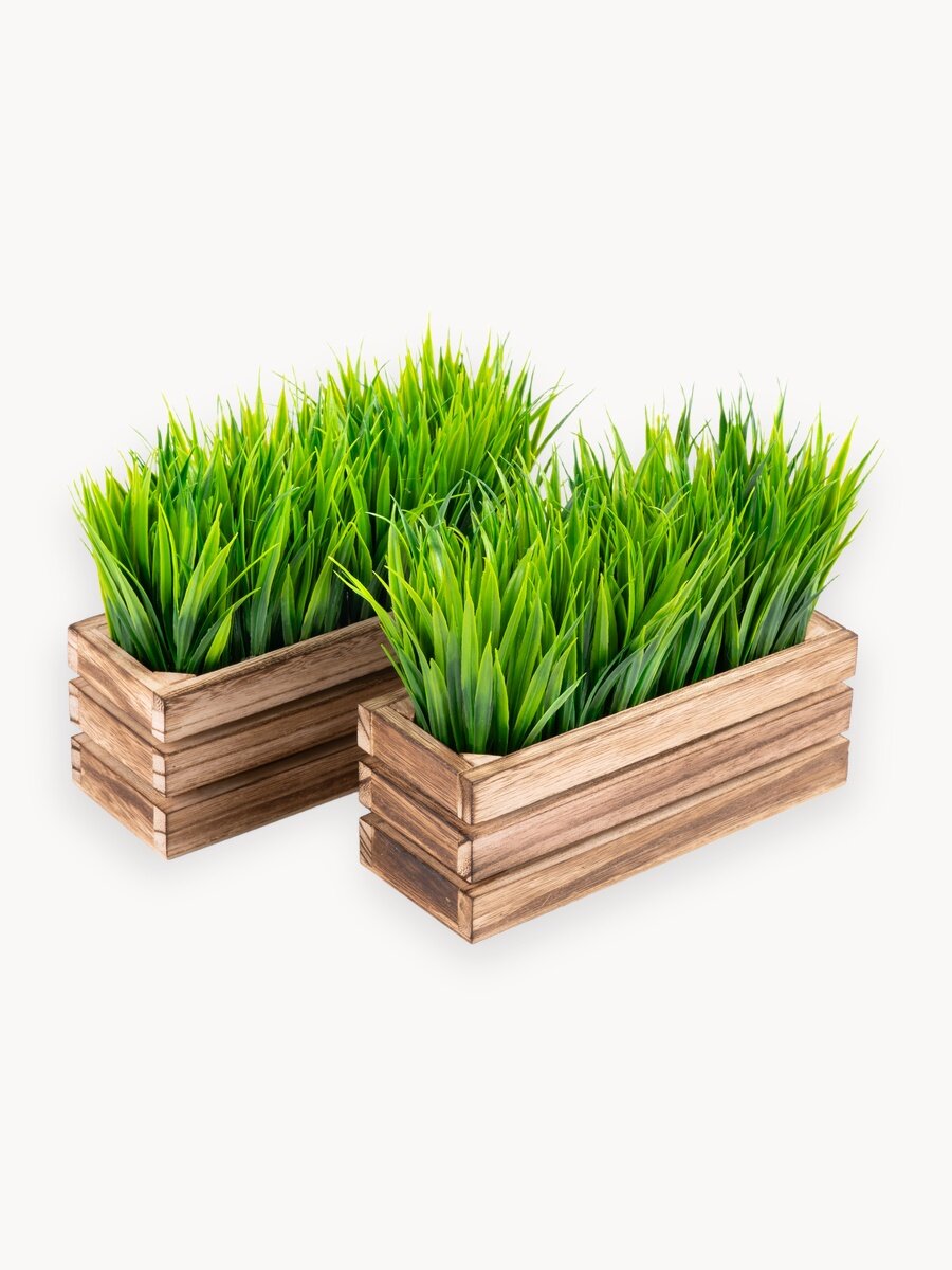 Искусственные цветы для декора трава в горшке декоративная 2шт