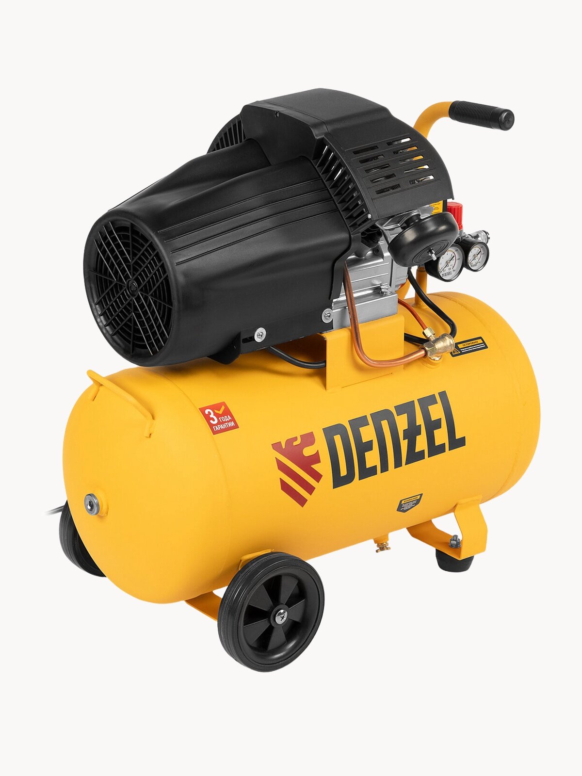 Компрессор воздушный 50л масляный Denzel DCV1800/50, 1.8 кВт, 320 л/мин, прямой привод, 58168