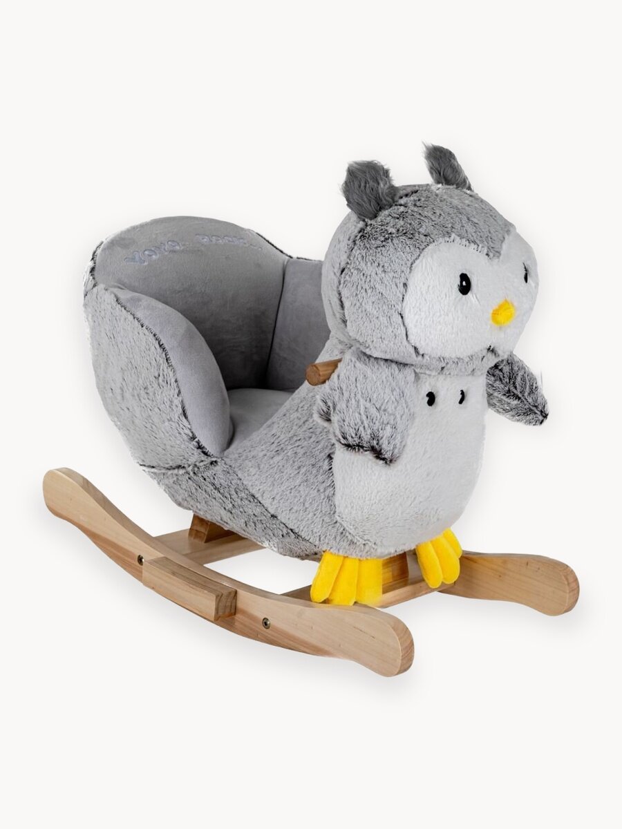 Качалка детская с музыкальной игрушкой Pituso Совенок , мягкая спинка и сиденье, серый