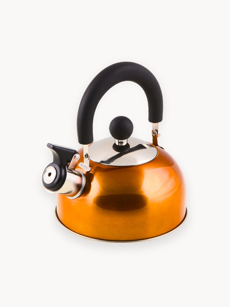 Чайник со свистком 1.5 л PERFECTO LINEA серия Holiday, нержавеющая сталь, цвет оранжевый металлик (52-112014)