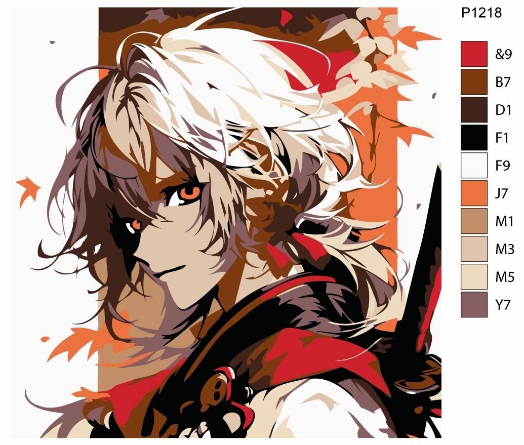 Детская картина по номерам P1218 "Игра Genshin Impact (Геншин Импакт). Каэдэхар Кадзуха" 30x30