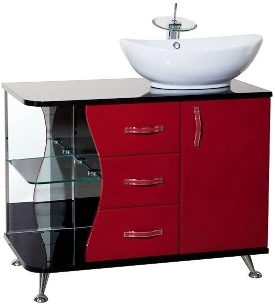 Тумба с раковиной красный глянец/черный глянец 91 см Bellezza Рио 4633615141217 + 4620008193823