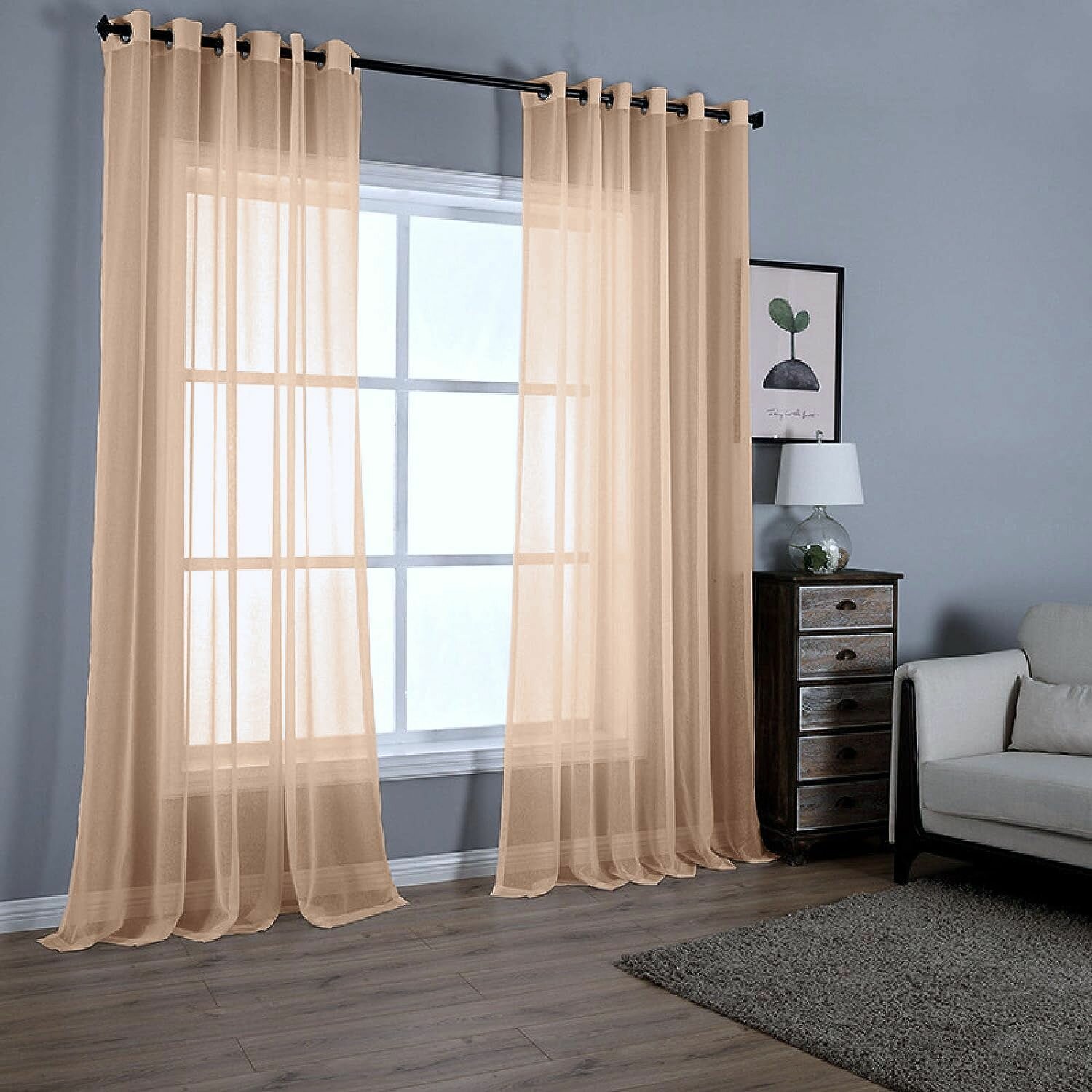 Тюль вуаль на люверсах - 2 шт. (выс. 260 см * шир. 200 см) цвет бежевый Цена за 2 шторы Т-2