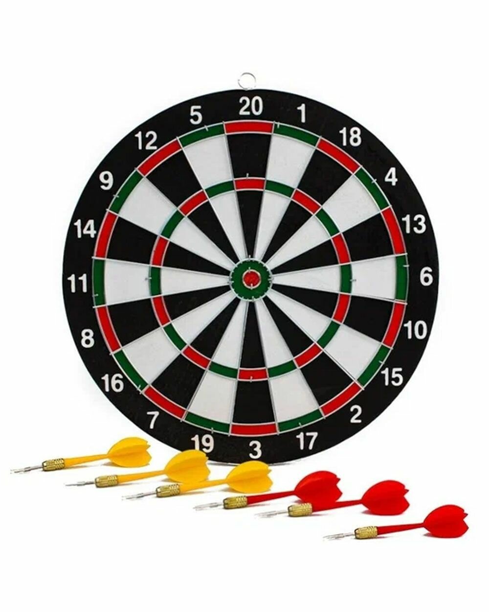 Дартс двухсторонний прессованная бумага 17" + 6 дротиков, диаметр 43см