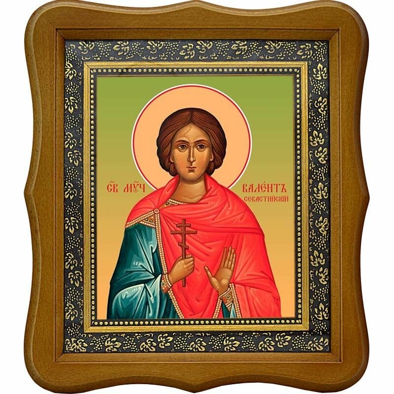 Валент Севастийский мученик. Икона на холсте. (17 х 21 см / В деревянном киоте под стеклом).