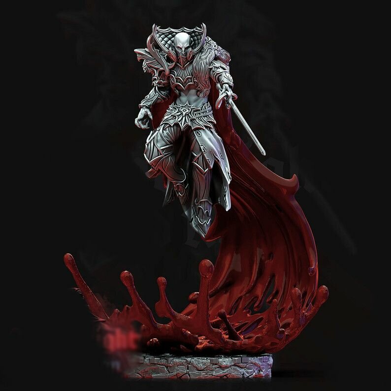 Владыка вампир. Дампир, стрига-упырь, кровосос. Воин, варвар, файтер, рыцарь. Некромант-колдун миниатюра для DnD (ДнД) и других Настольных игр (НРИ, Варгеймов или РПГ), фентези тематика