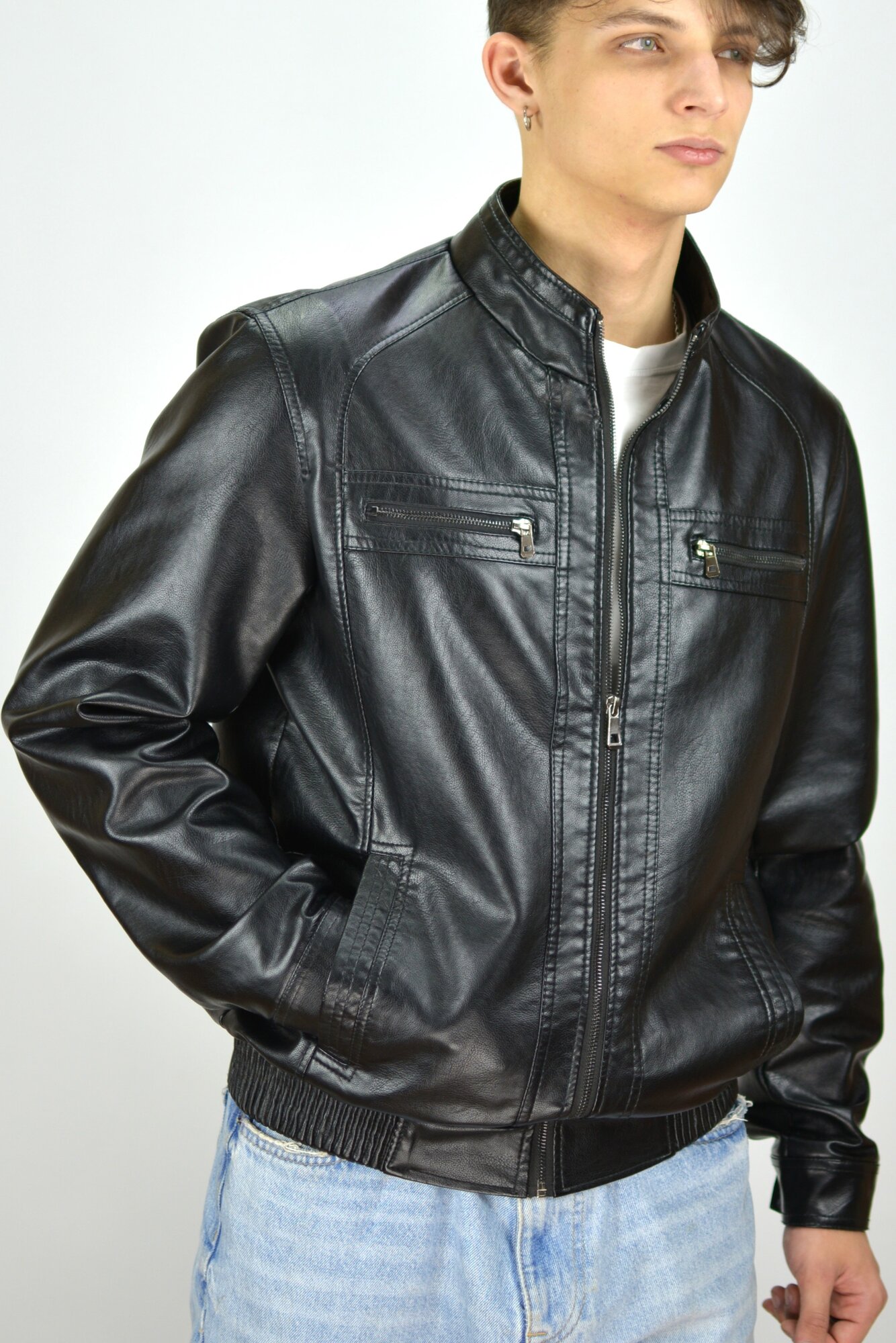 Бомбер Мужская кожаная куртка