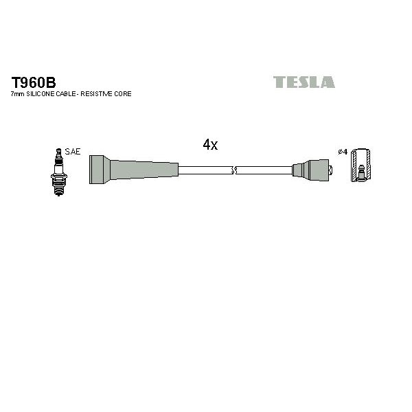 Комплект высоковольтных проводов для автомобиля, TESLA T960B (1 шт.)