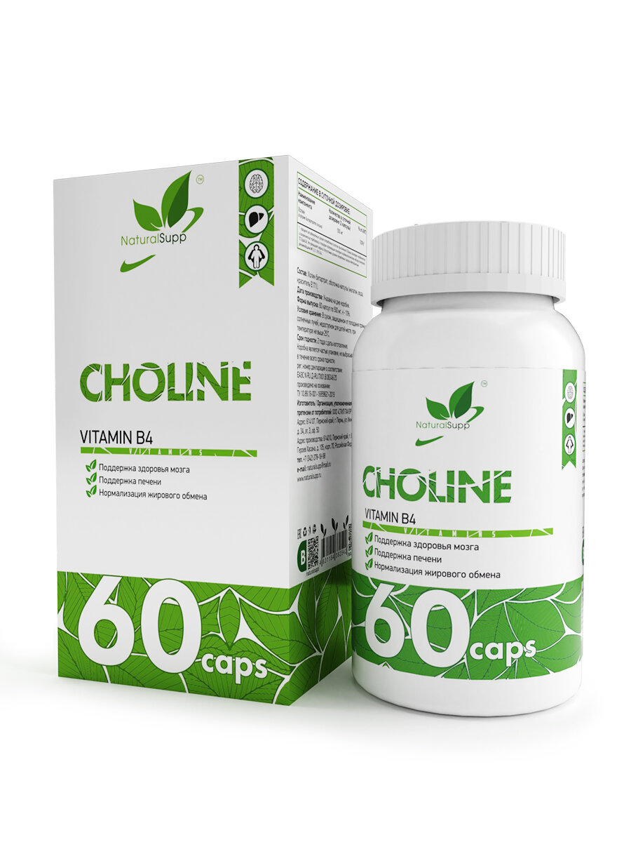 Витамин В4 (холин) Natural Supp Choline Vitamin B4 60 капсул