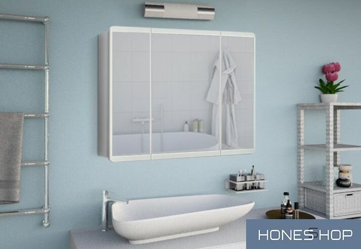 Зеркало для ванной Галлия ЛДСП белый, 90х13х61