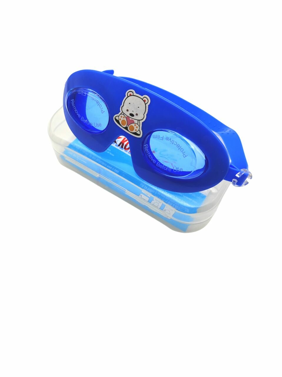 Очки в чехле WaterNewKids с берушами для плавания фиолетовый