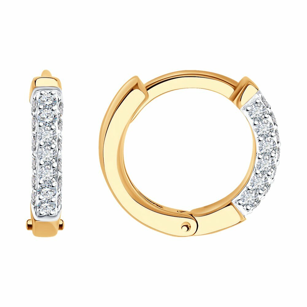 Серьги конго, красное золото, 585 проба, бриллиант