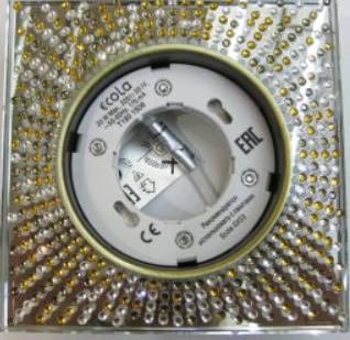 Ecola GX53 H4 светильник Стекло Квадрат c прозр.-янтарной мозаикой черн. бронза фон зерк. 40x123 FQ53SGECB (арт. 523986)