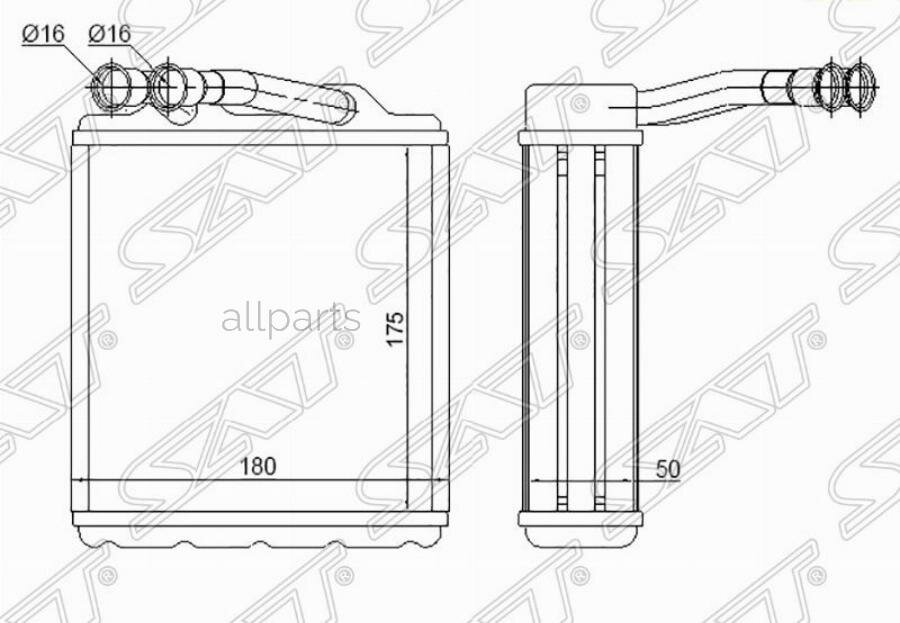 SAT ST-TY45-395-B0 Радиатор отопителя салона Toyota Avensis (T220) 97-03 / Caldina 92-02