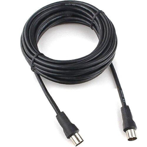 Кабель удлинитель ТВ антенны Premier 5-061 5.0 TV гнездо-штекер коаксиальный 75 Ом - 5м чёрный