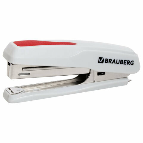4 шт. Степлер №10 BRAUBERG "Extra", до 20 листов, антистеплер, серо-красный, 229082
