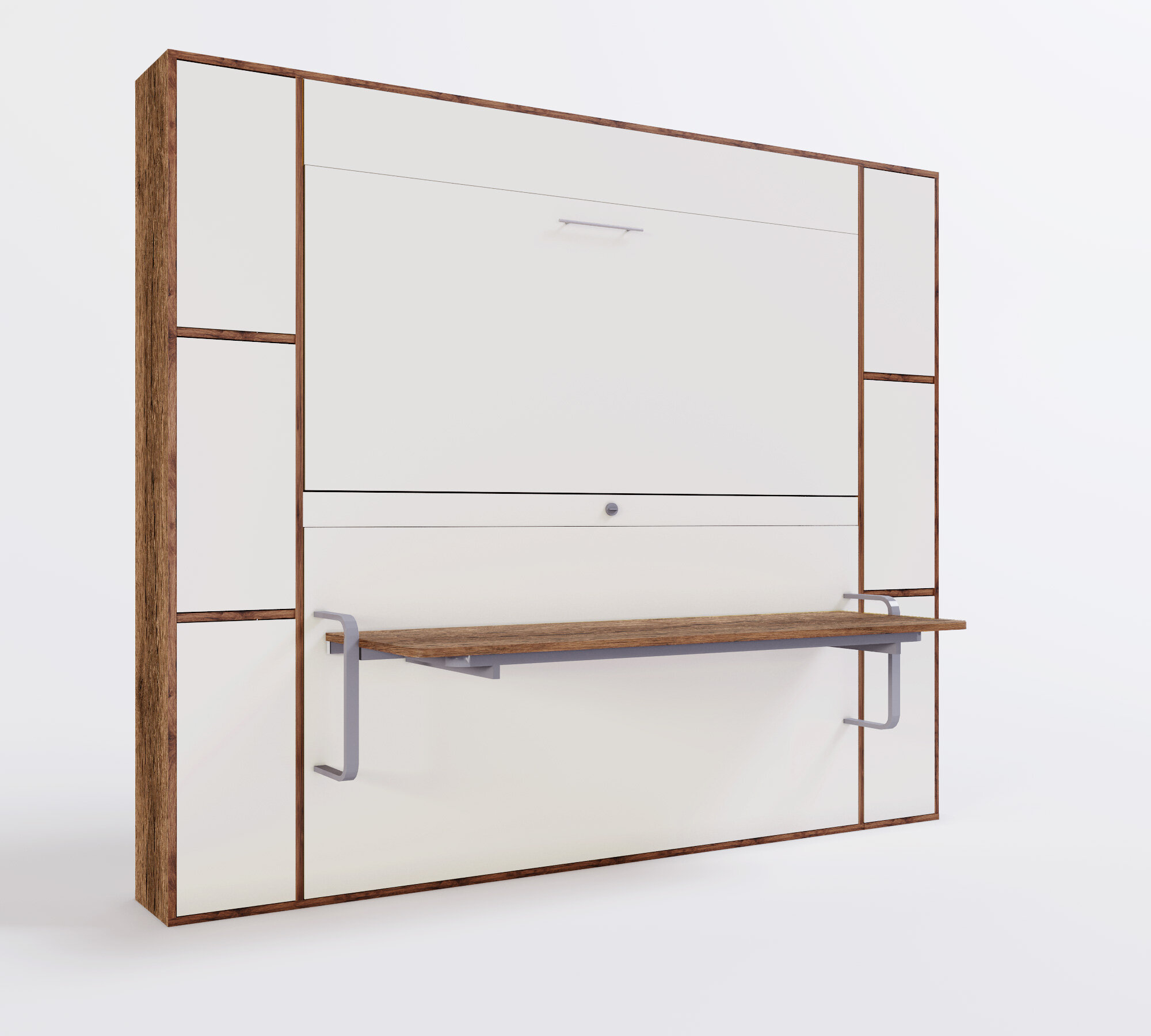 Двухъярусный шкаф кровать-трансформер со столом Дуплекс Таволо с 2 пеналами Янтарь