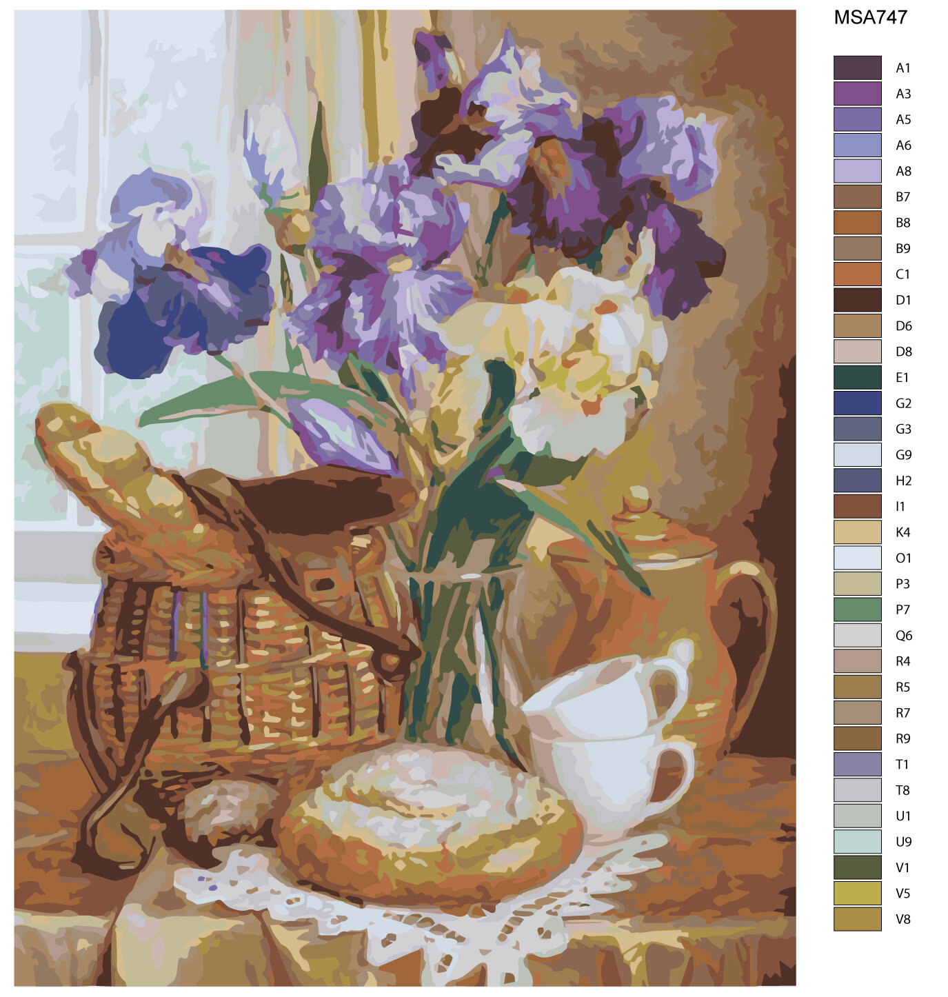 Картина по номерам "Ирисы и багет" MSA747 40_50