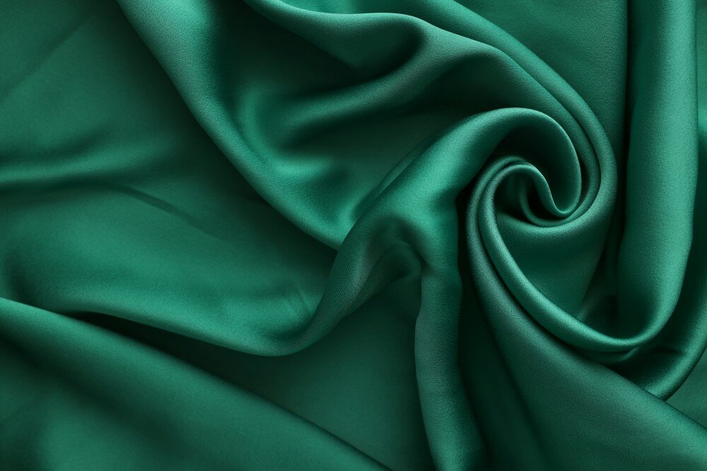 Ткань кади из вискозы зелёного цвета, ширина 1.31 м, плотность 205 г/м2