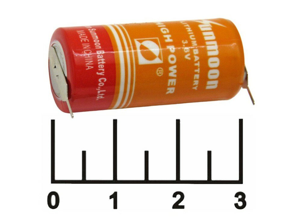 Литиевый элемент 2/3AA 3.6V 1.65A ER14335 Sunmoon с выводами