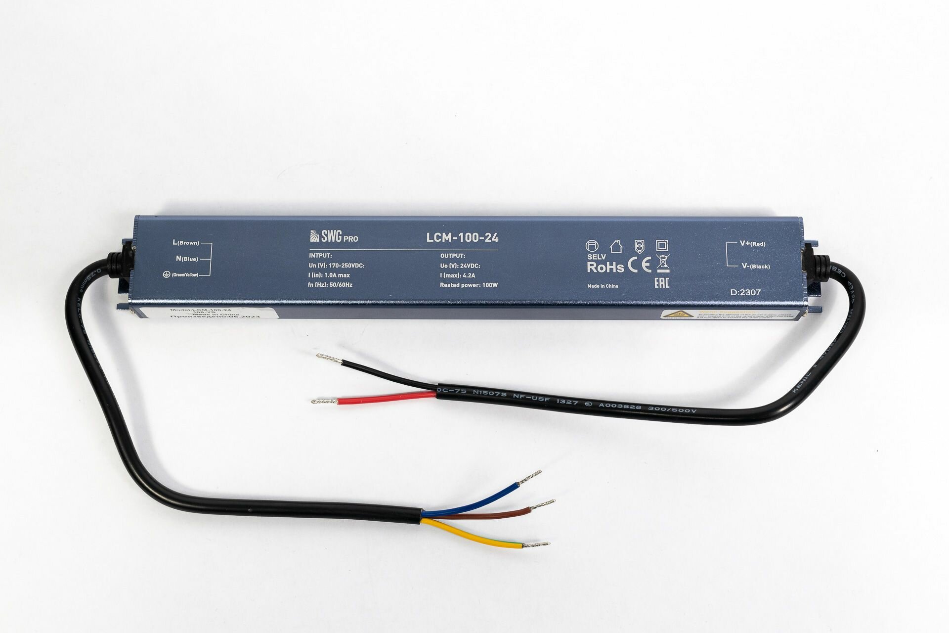 SWG Блок питания светодиодной ленты сверхтонкий черный LCM-60-24, 60Вт, 24В, IP67