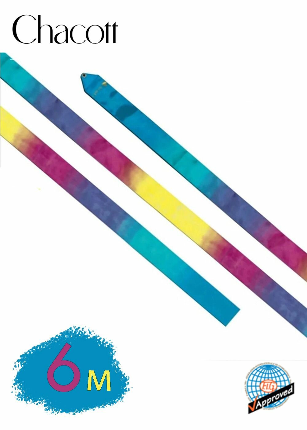 Лента CHACOTT Gradation цветная 6м. 731 (Синий-Бирюзовый-Фиолетовый-Малиновый-Желтый) FIG
