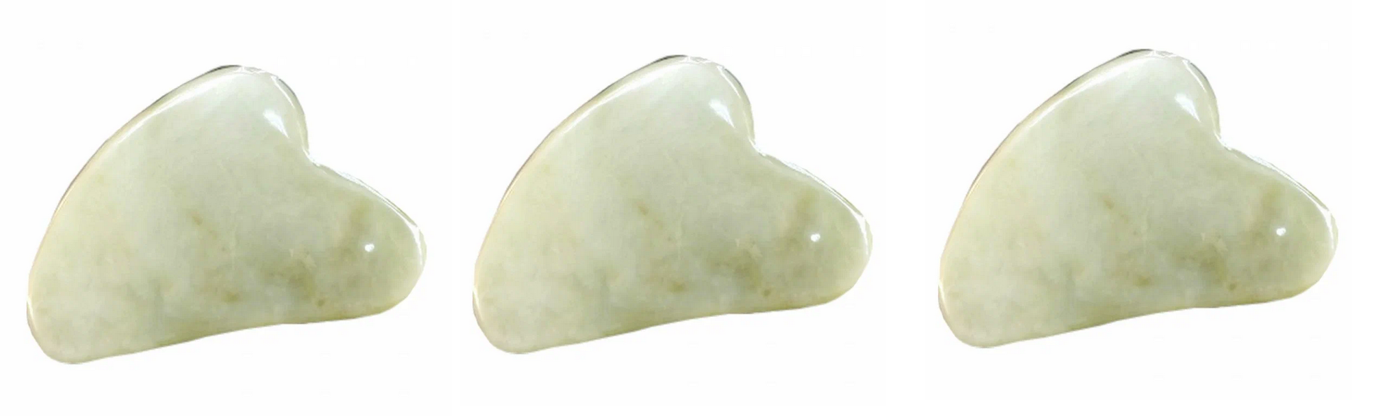 Скребок Гуаша Nail Art нефритовый сердце, 8 см, светло-зелёный - 3 штуки