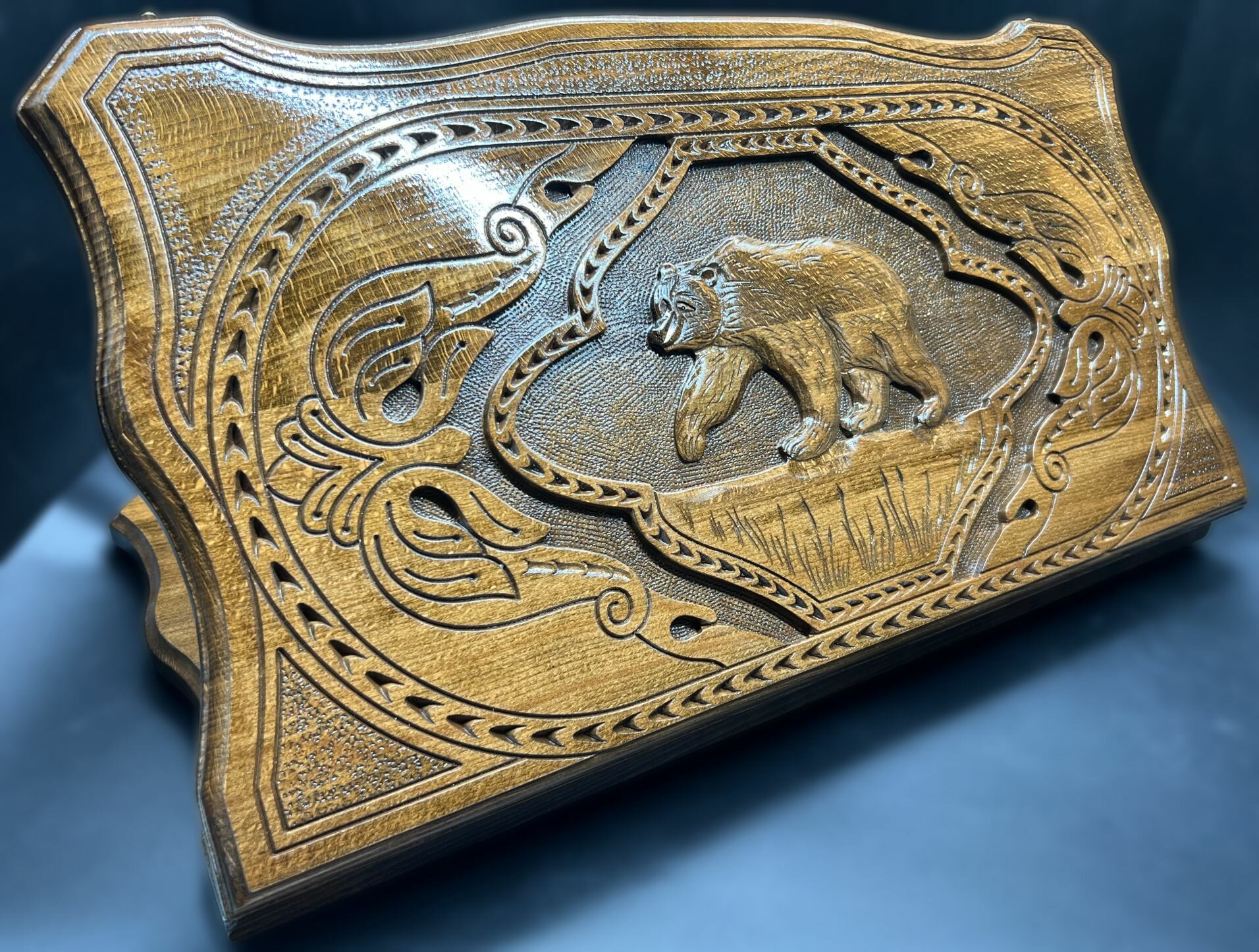 Нарды деревянные резные "Медведь Косолапый", большие 60см