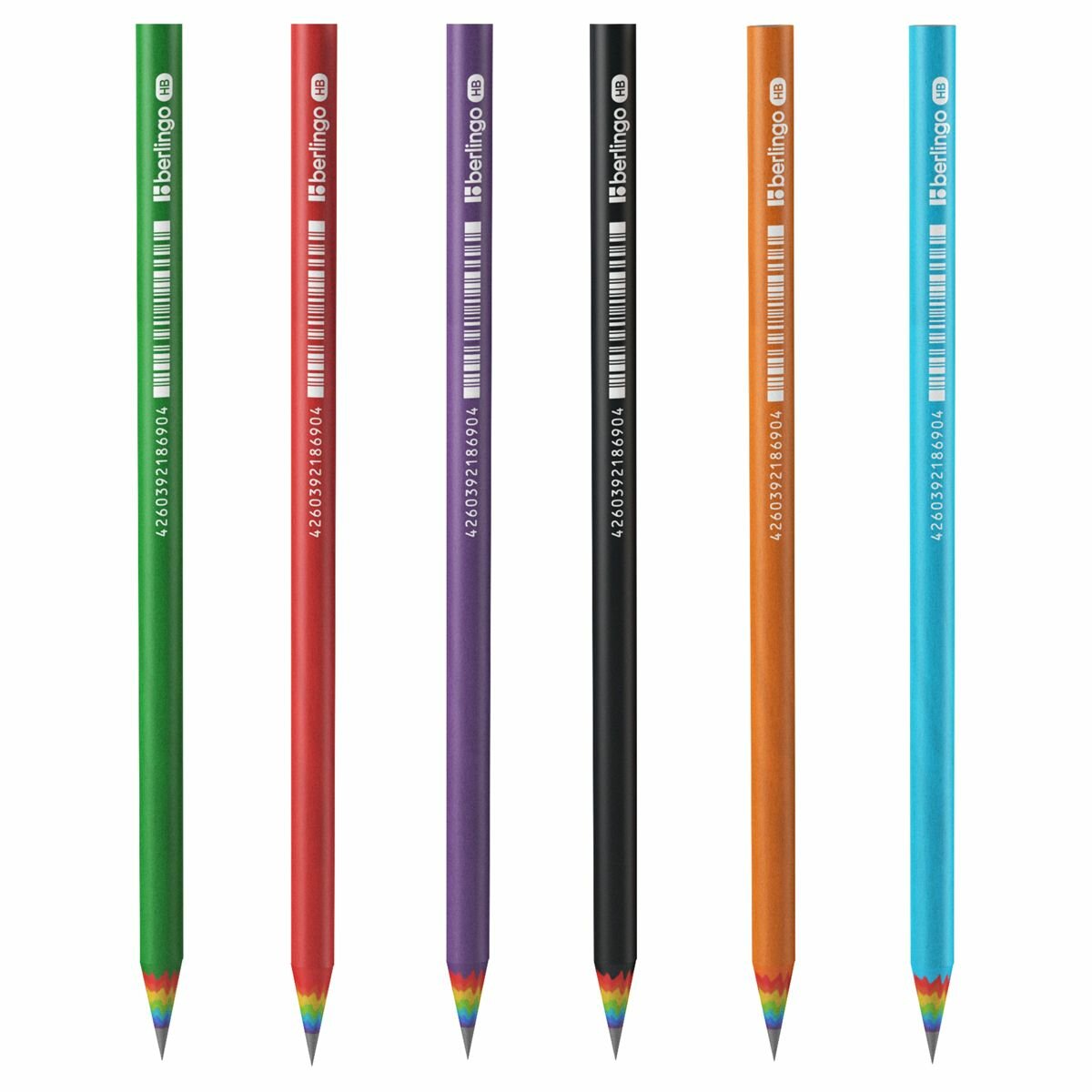 72 шт. Карандаш ч/г Berlingo "Rainbow" HB, из переработанной бумаги, радужное сечение, круглый, заточен, ассорти