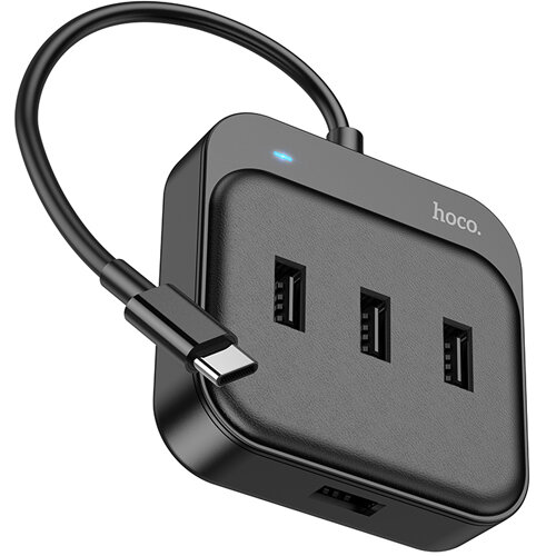 Разветвитель USB-C Hoco HB31 U2 Black хаб - концентратор 4 порта USB2.0 - 0.2м чёрный