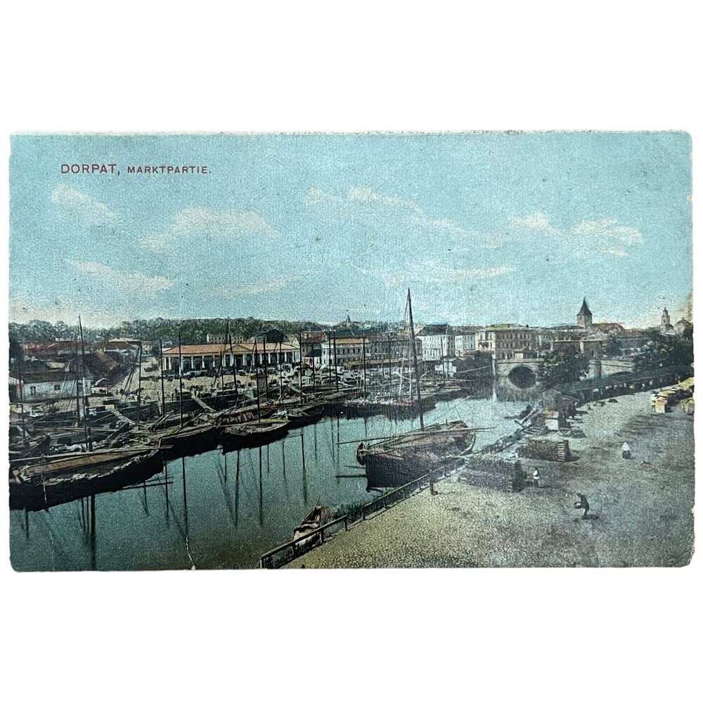 Почтовая открытка "Дерпт. Рынок" 1900-1917 гг. Эстония