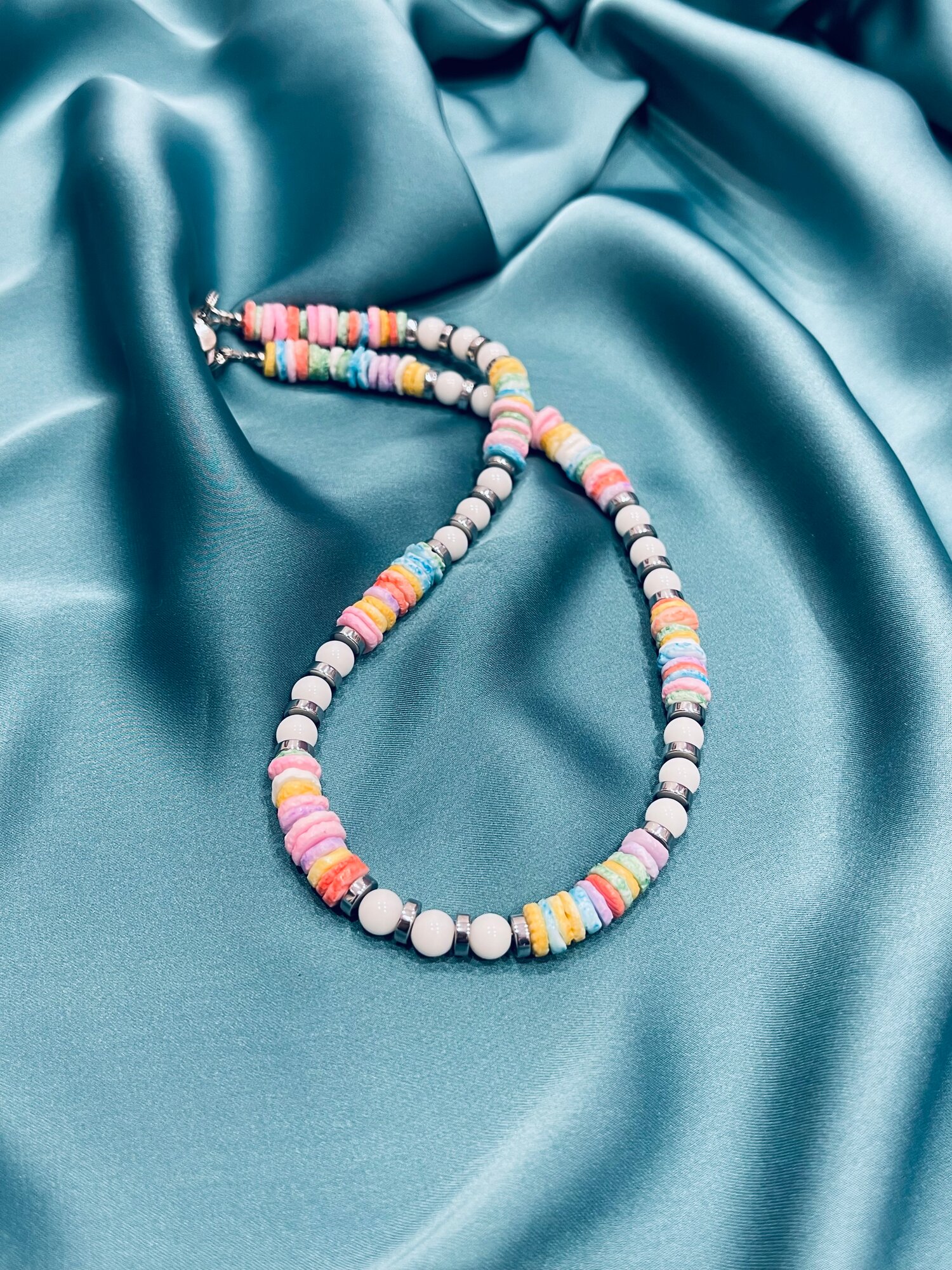 Колье, агат, ракушка, гематит