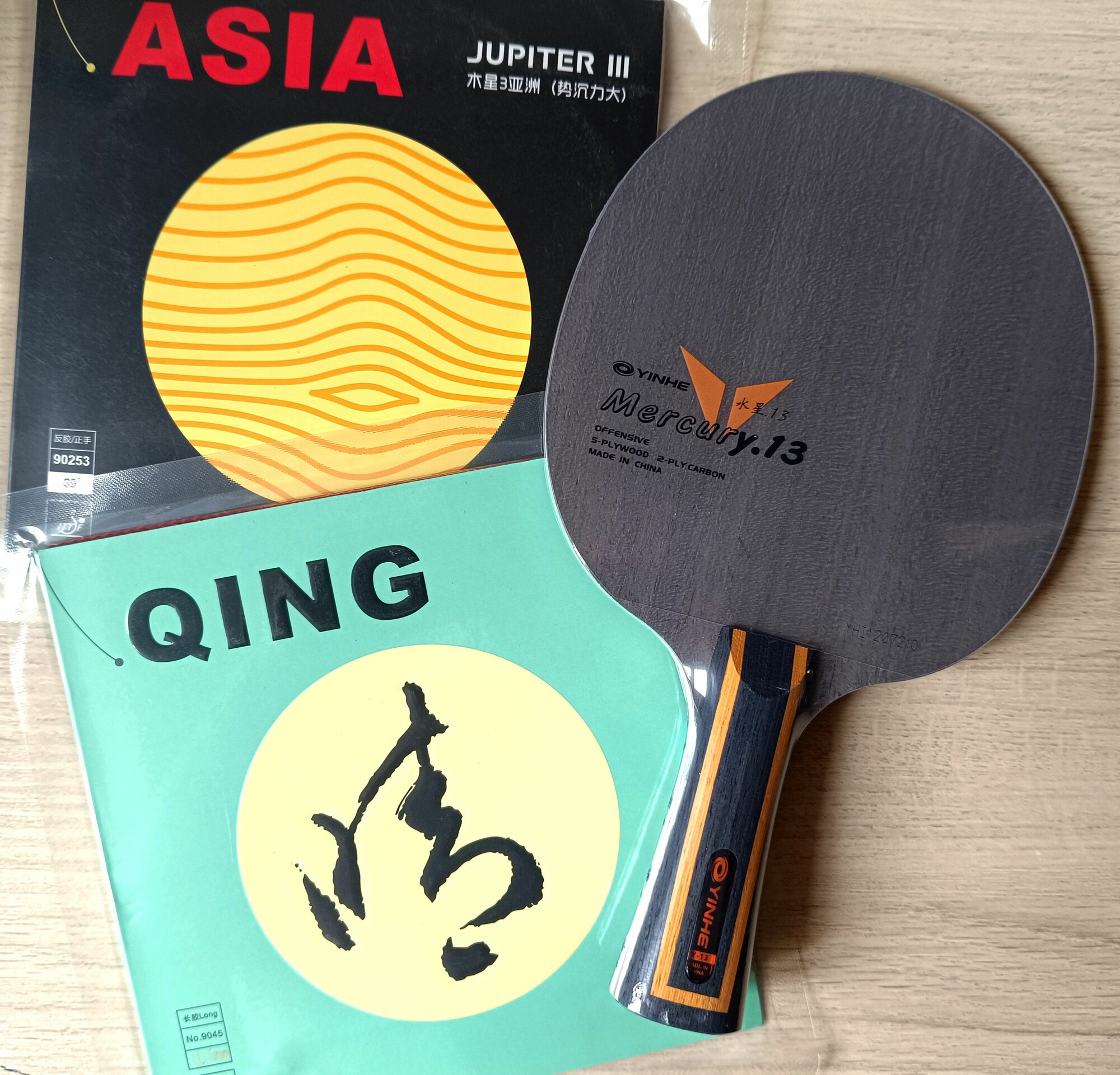 Длинные шипы + липучка! Профессиональна ракетка ручная сборка для настольного тенниса. Yinhe Y13 + Jupiter 3 + Qing