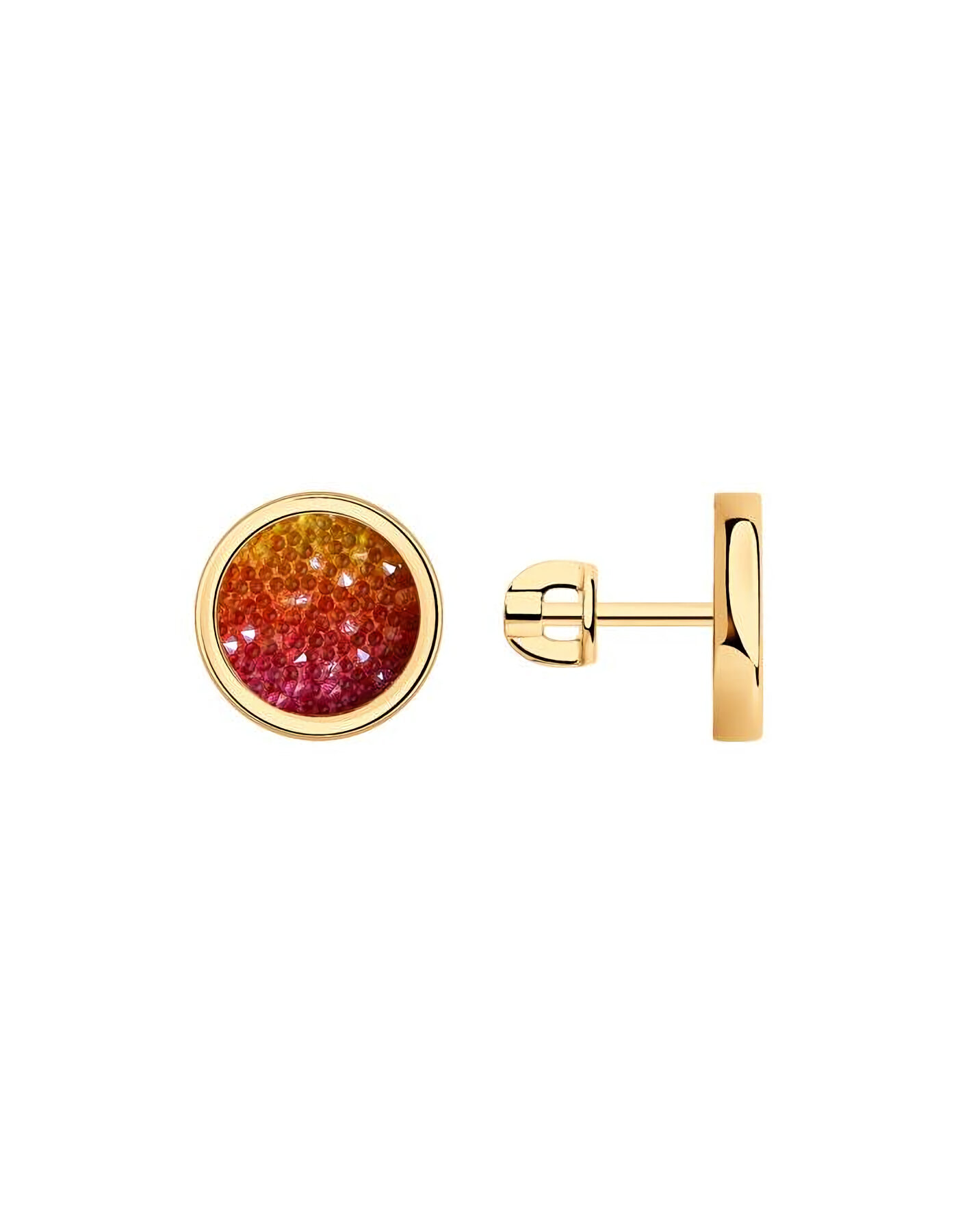 Серьги пусеты, серебро, 925 проба, золочение, кристаллы Swarovski